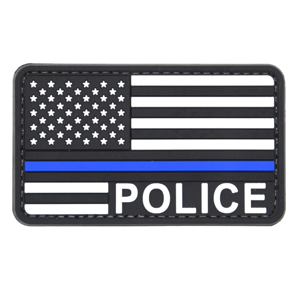 US Flag Police Blue Line Patch Black/White – Razor Edge Group